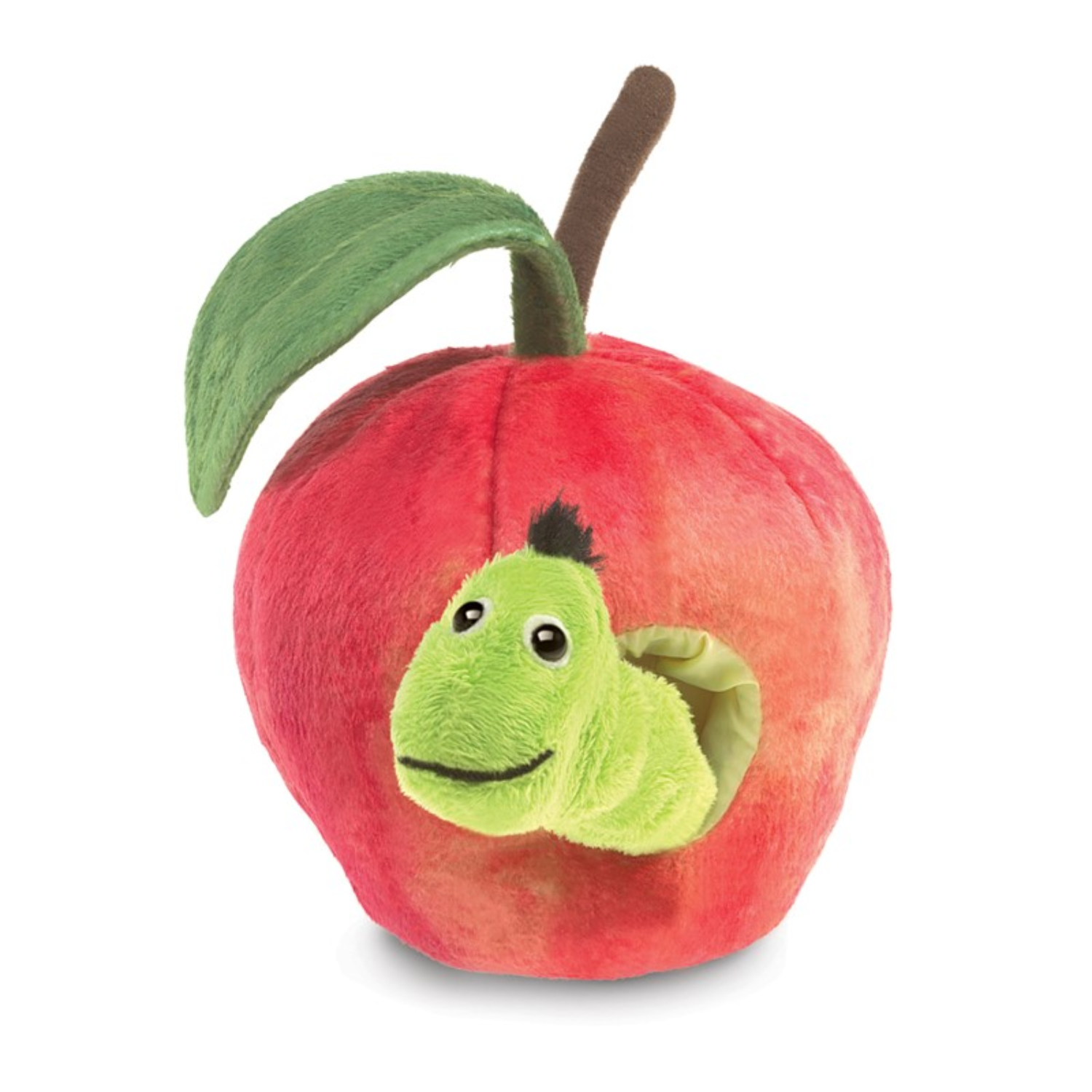 Folkmanis™ Worm in Apple Finger Puppet | BAREFOOT CARAVAN BOOKS